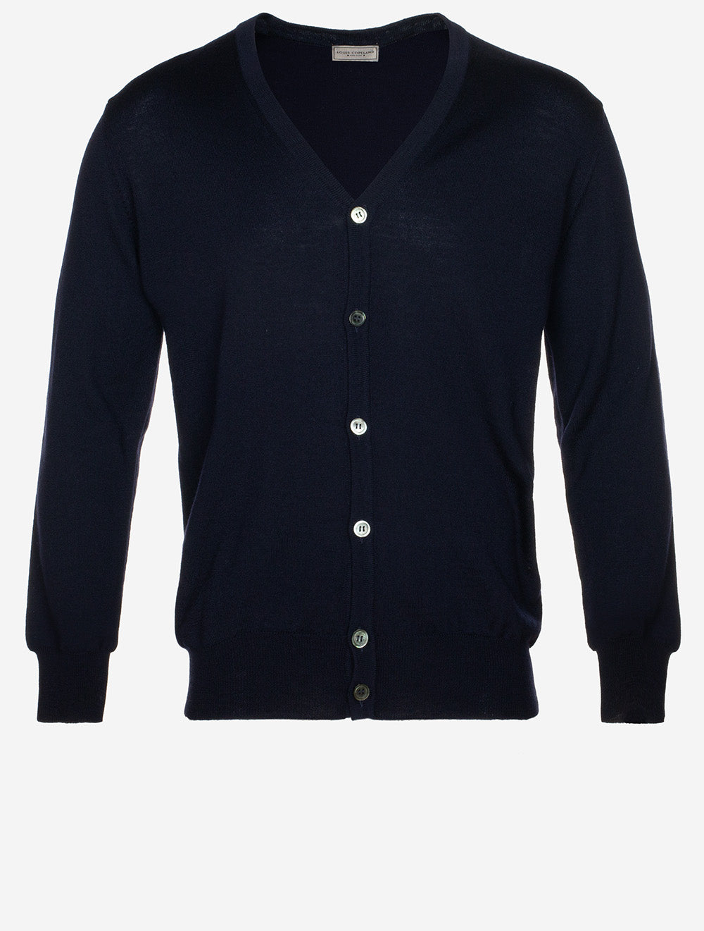 Louis Copeland Merino Wool Cardigan Navy | Men's Layering Essentials at ...