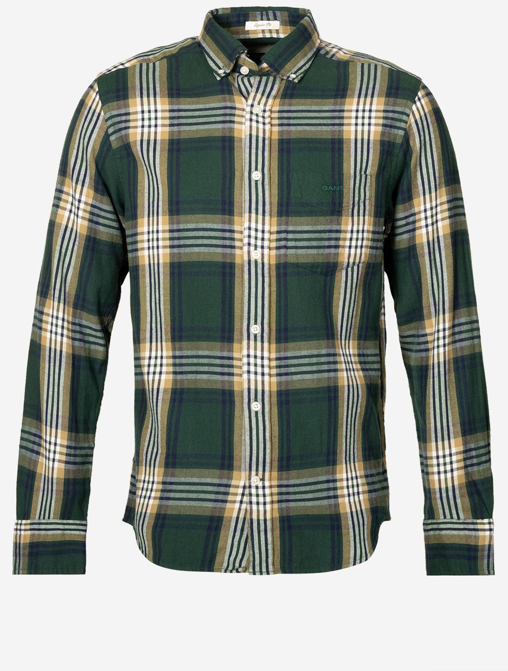 GANT Regular Fit Windblown Flannel Check Shirt Tartan Green | Luxury ...