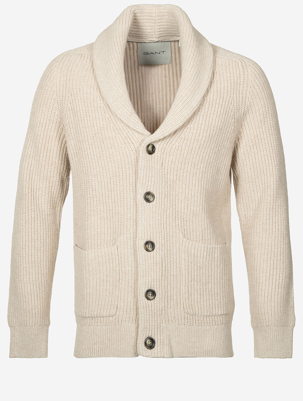 GANT Wool Blend Shawl Collar Cardigan Light Beige Melange | Men’s ...