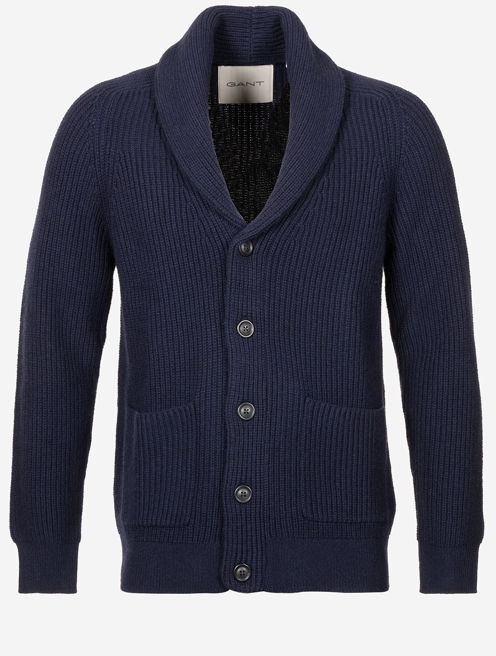 GANT Wool Blend Shawl Collar Cardigan Evening Blue | Men’s Knitwear at ...