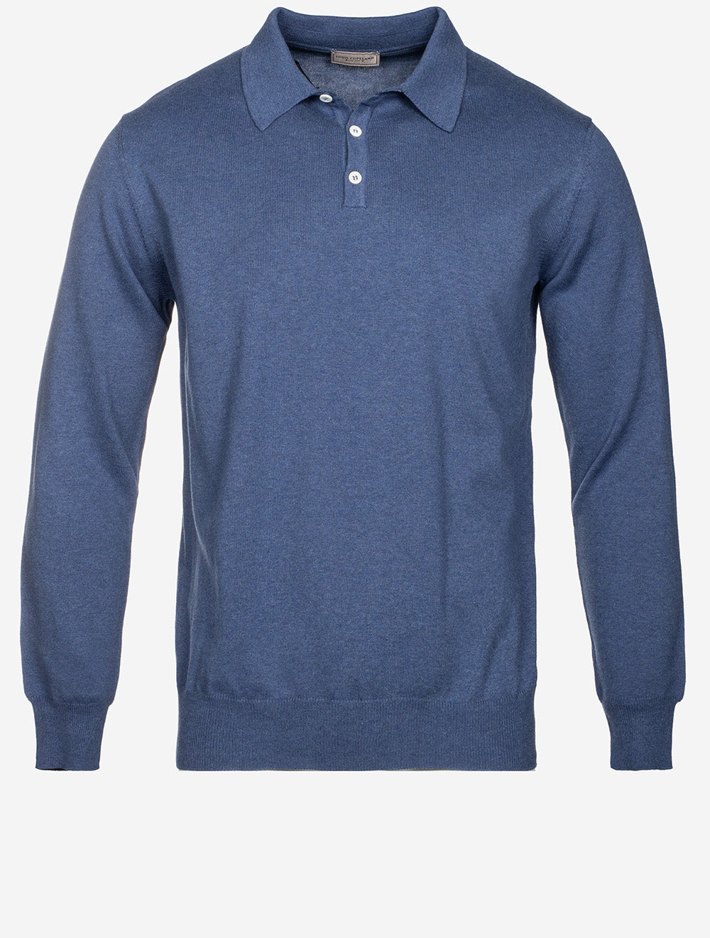 Louis Copeland Merino Long Sleeve Polo Blue