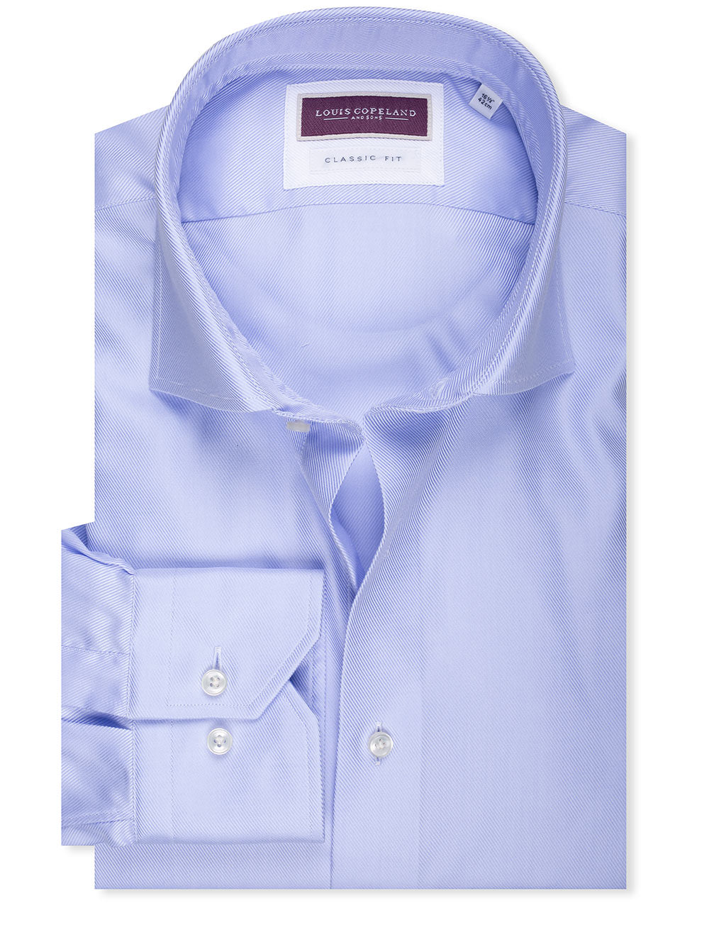 Louis Copeland Classic Fit Single Cuff Twill Shirt Blue | High Quality ...