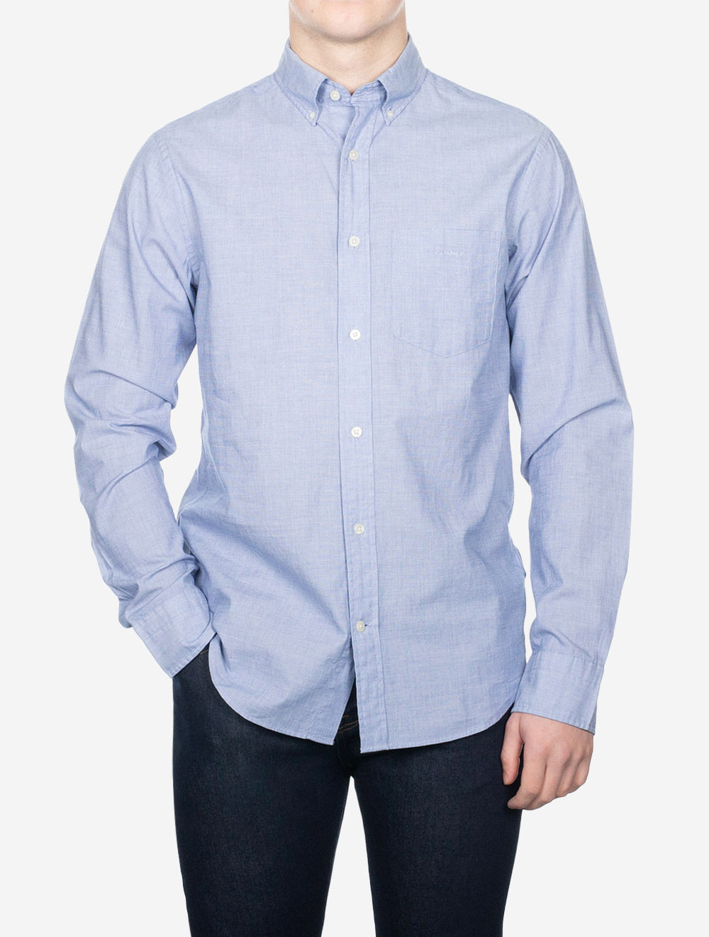 Gant Regular Fil a Fil Shirt College Blue | Stylish Men's Casual Shirts ...