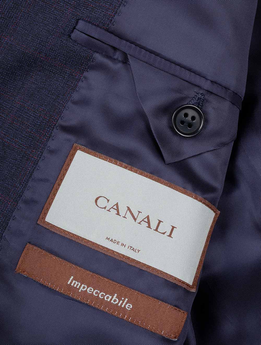 Canali Glen-Check Suit Navy/Burgundy | Tailored Suits for Men Now ...