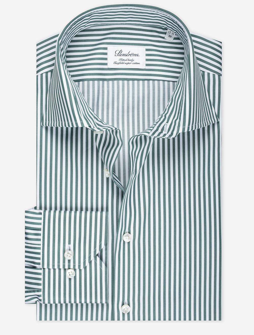 STENSTROMS Fitted Stripe Shirt Green