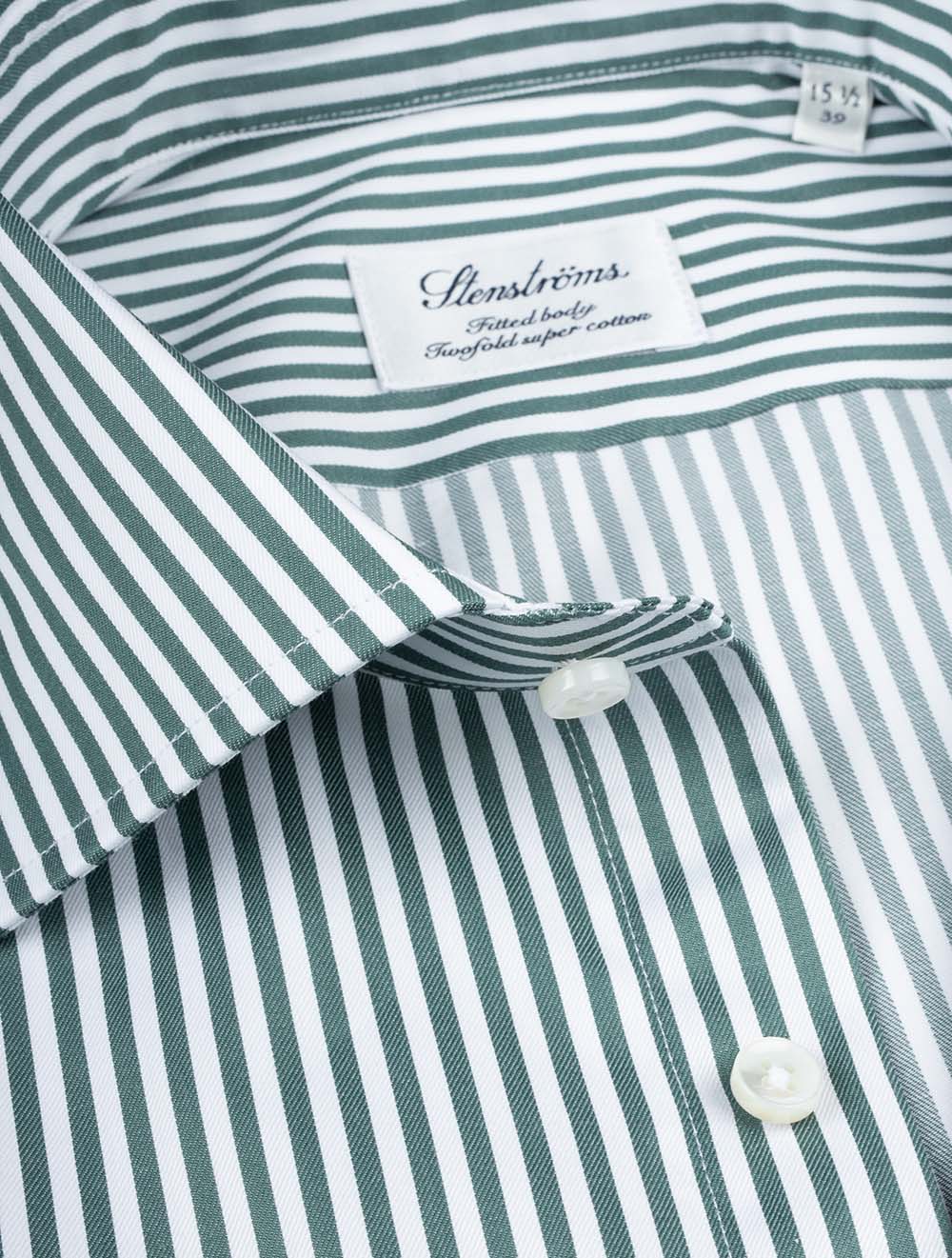 STENSTROMS Fitted Stripe Shirt Green