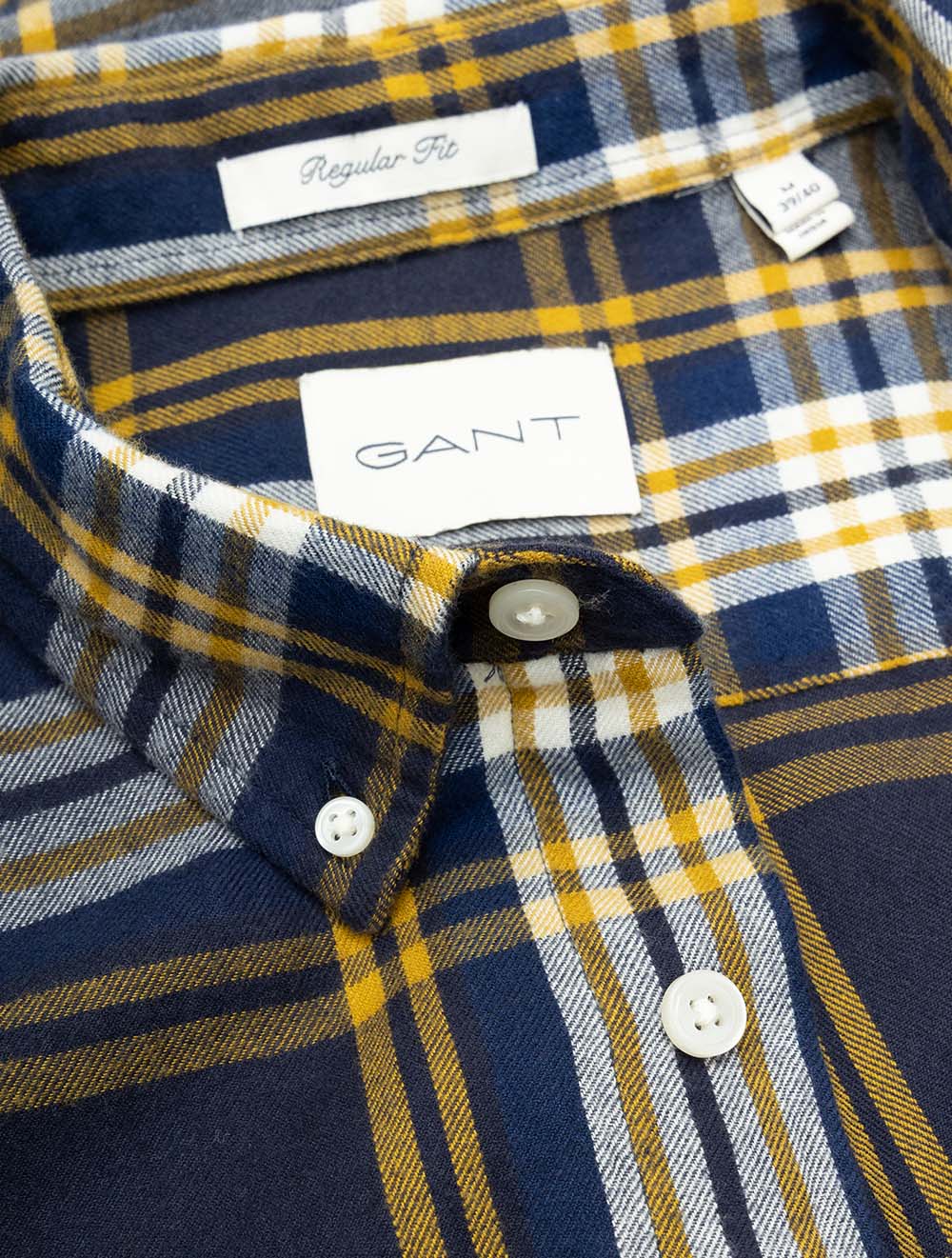 GANT Regular Fit Windblown Flannel Check Shirt Evening Blue | Luxury ...