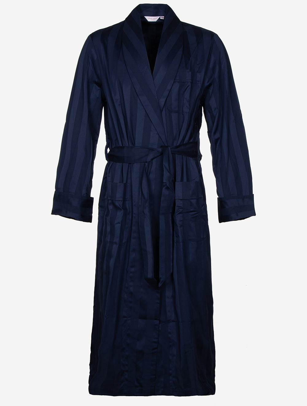 Derek Rose Lingfield Dressing Gown Navy | Men's Robes Available at ...