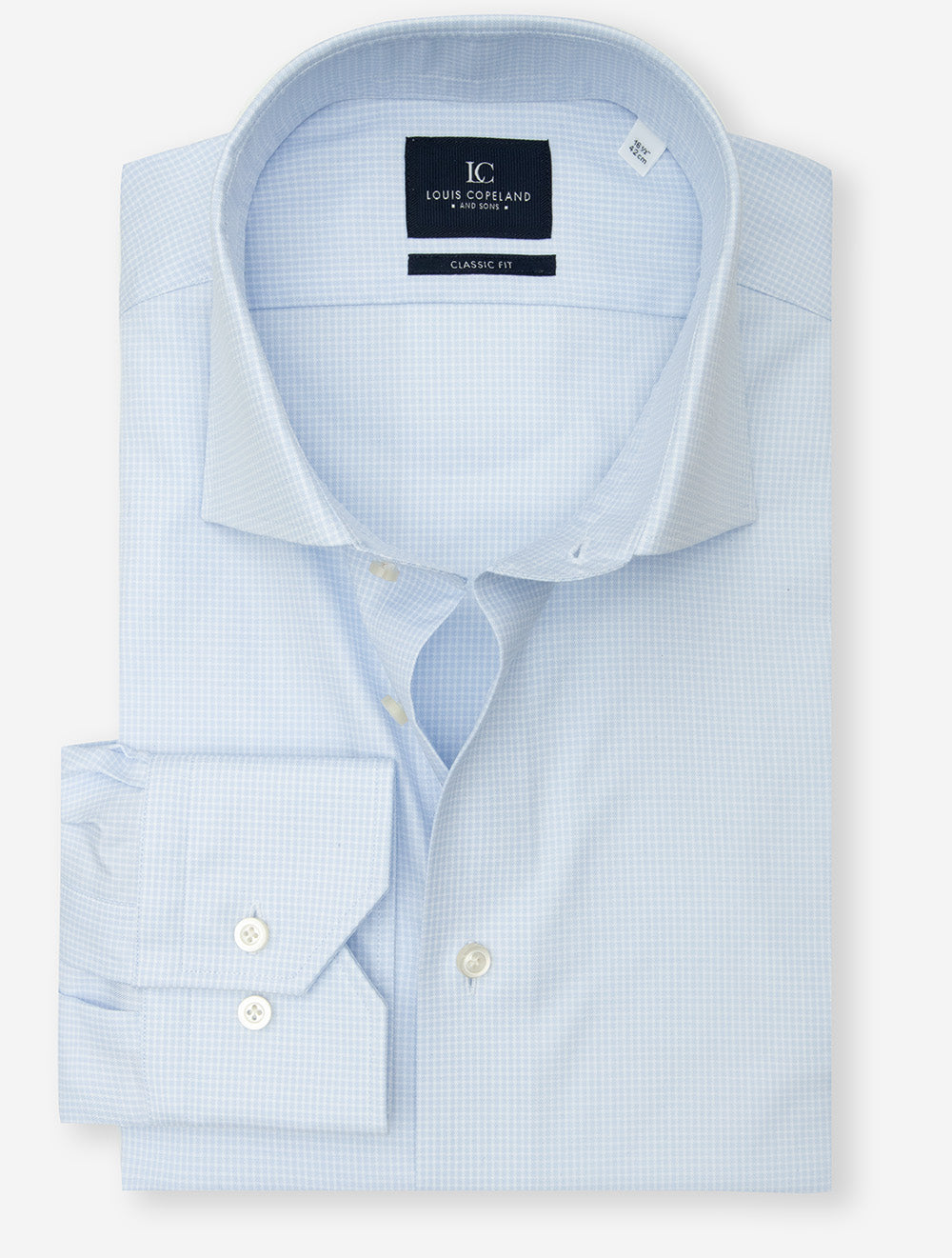 Louis Copeland Microcheck Classic Fit Shirt Blue | Luxury Men's Shirts ...