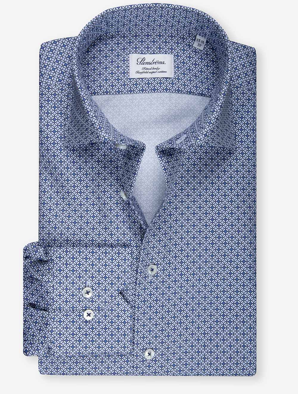 Stenstroms Fitted Tile Mosaic Shirt Blue | Men's Shirts Available at ...