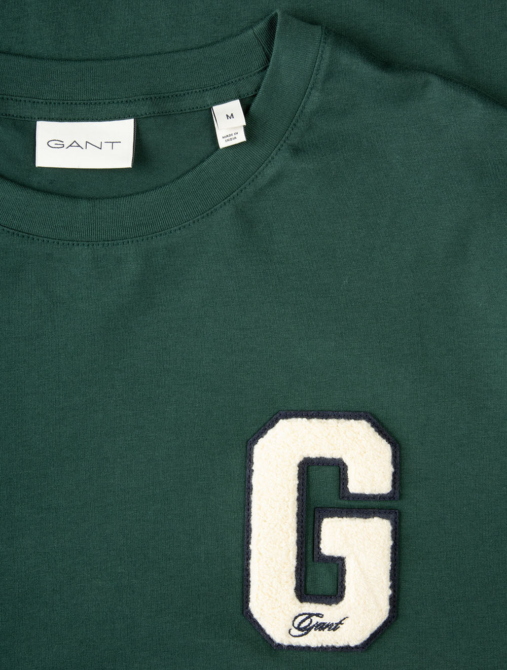 GANT G Badge Short Sleeve T-Shirt Tartan Green | Classic Men's T-Shirts ...