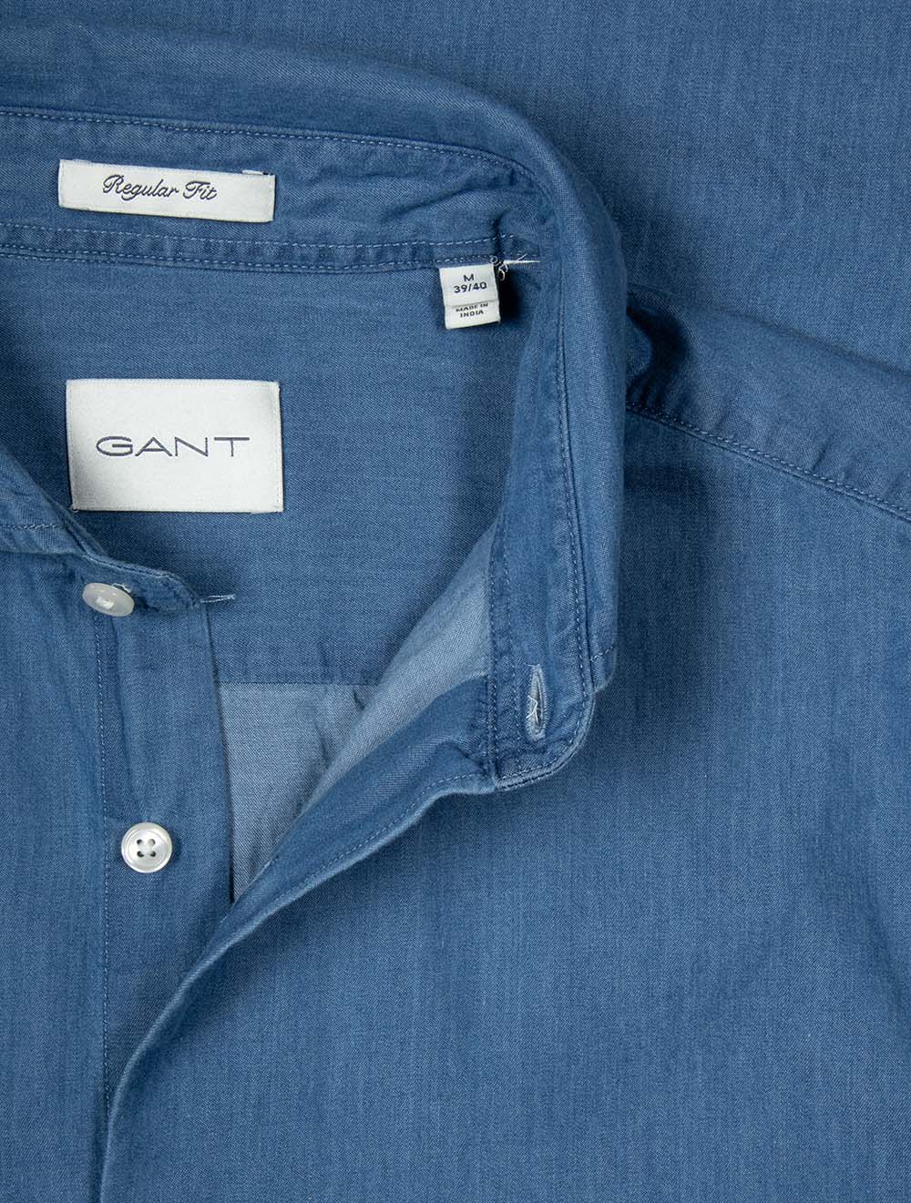 GANT Regular Indigo Twill Shirt Semi Light Blue | Luxury Men’s Shirts ...