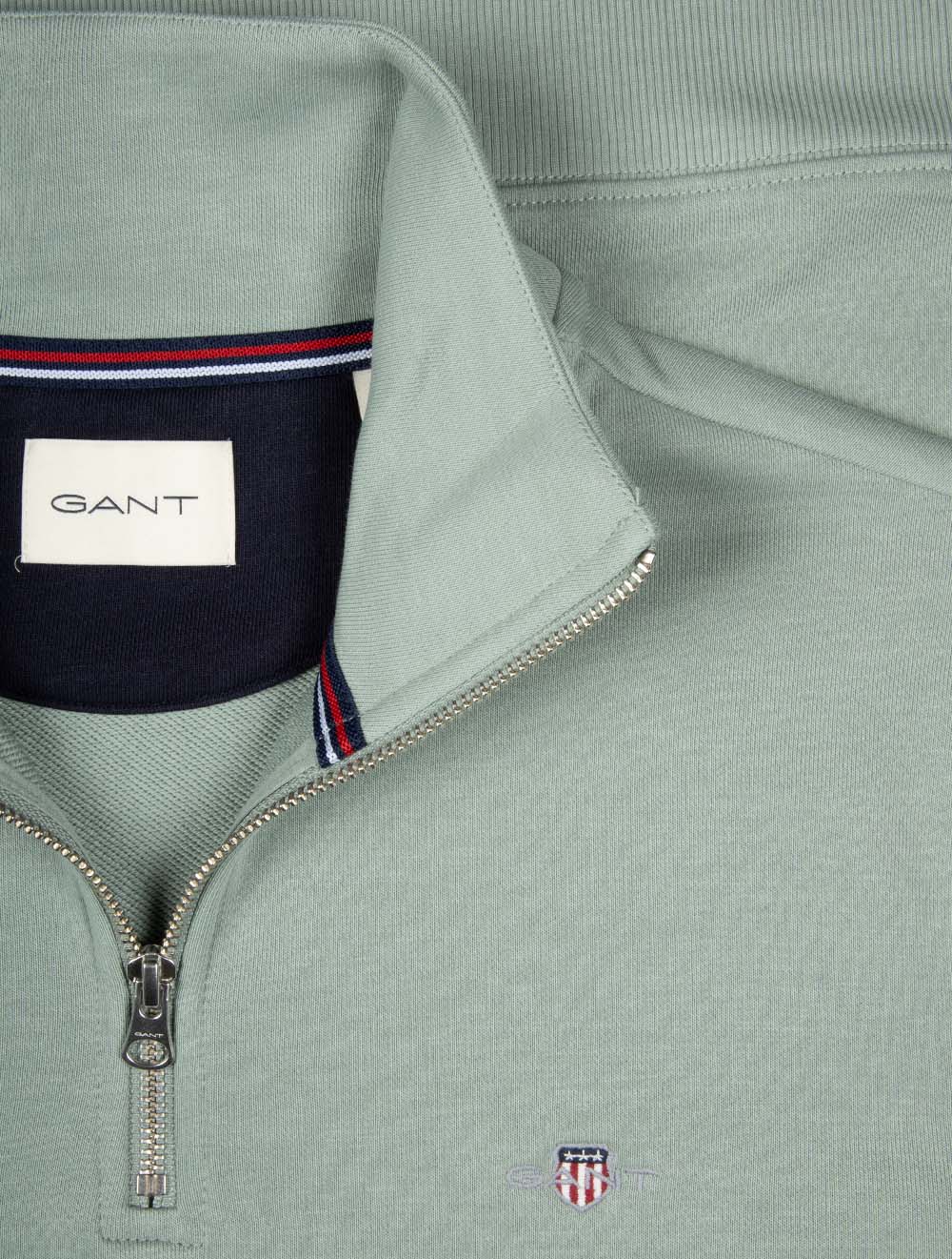 GANT Regular Shield Half Zip Sweat Ceramic Grey | Men's Knitwear at ...
