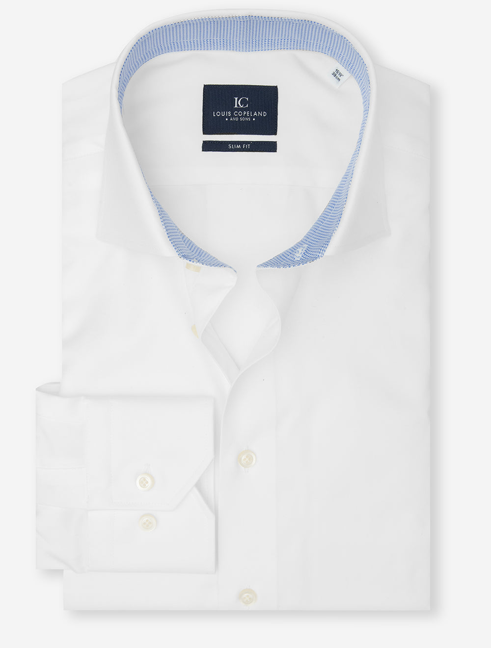 Louis Copeland Slim Plain White Shirt with Contrast Inlay | Elegant Men ...