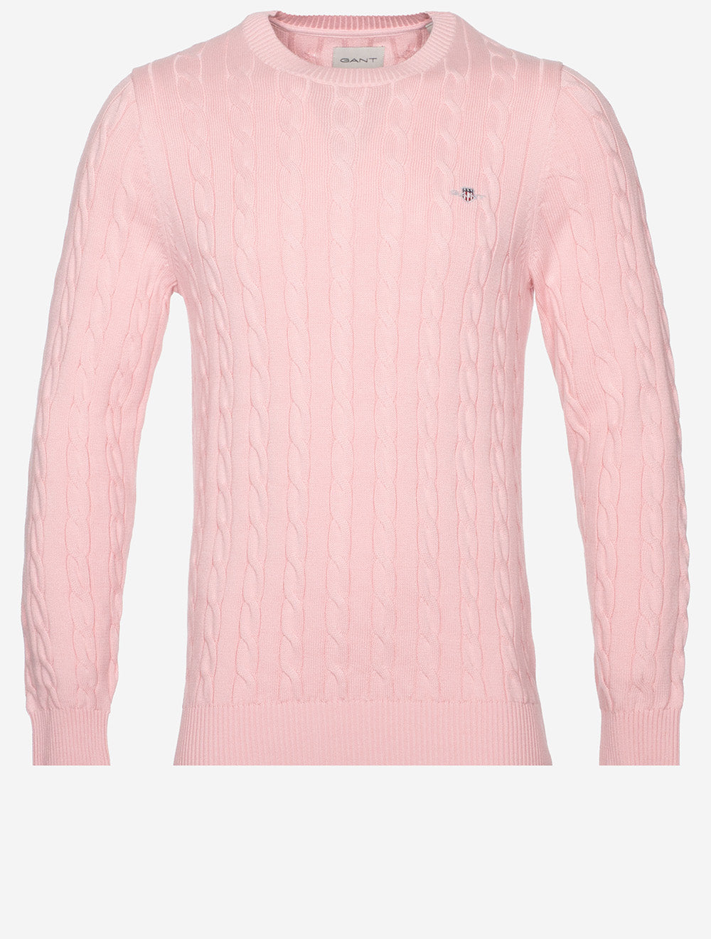 Gant Cotton Cable Crew Neck Blushing Pink| Quality Men's Knitwear ...