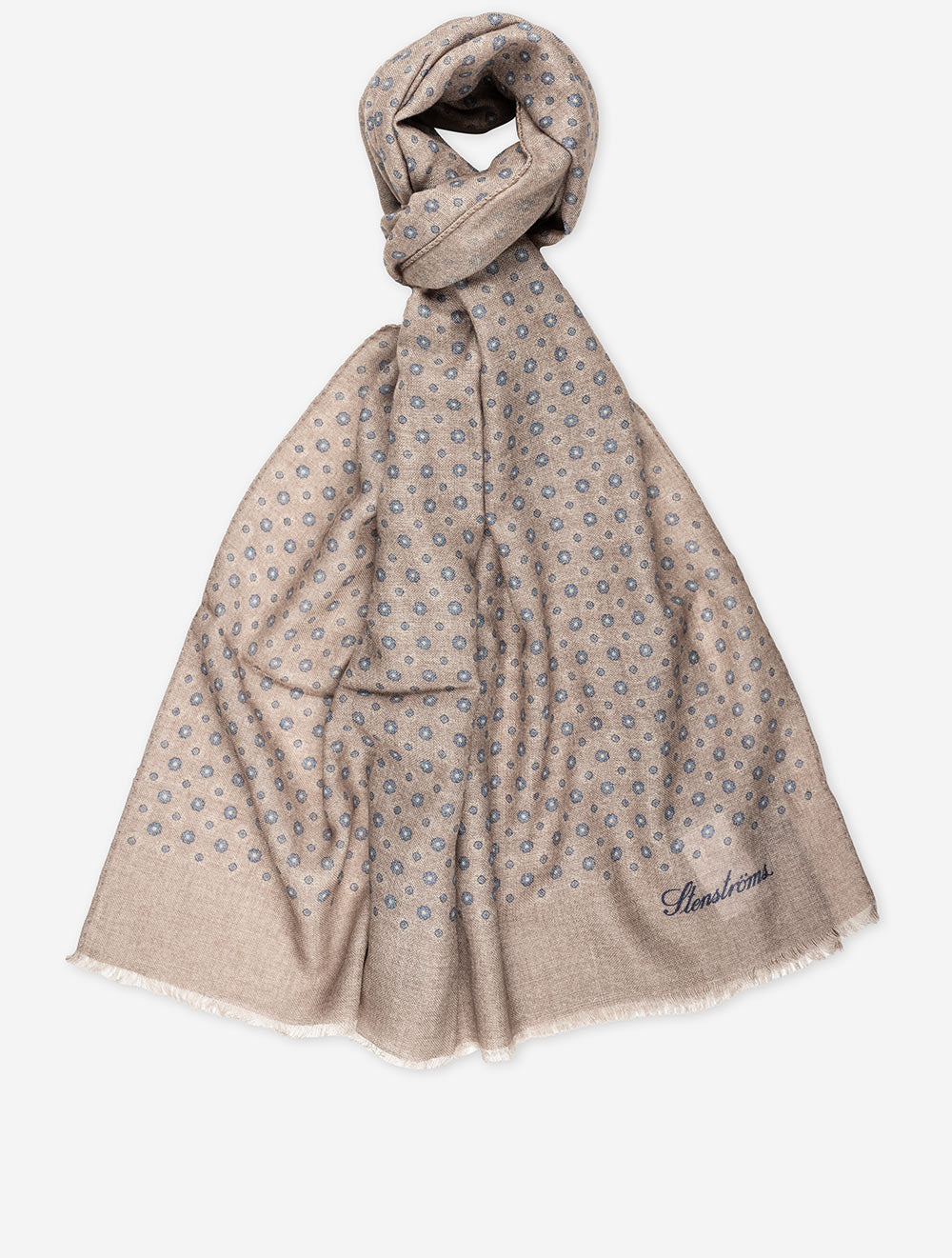 Stenstroms Patterned Wool Scarf Beige | Men's Accessories Available at ...