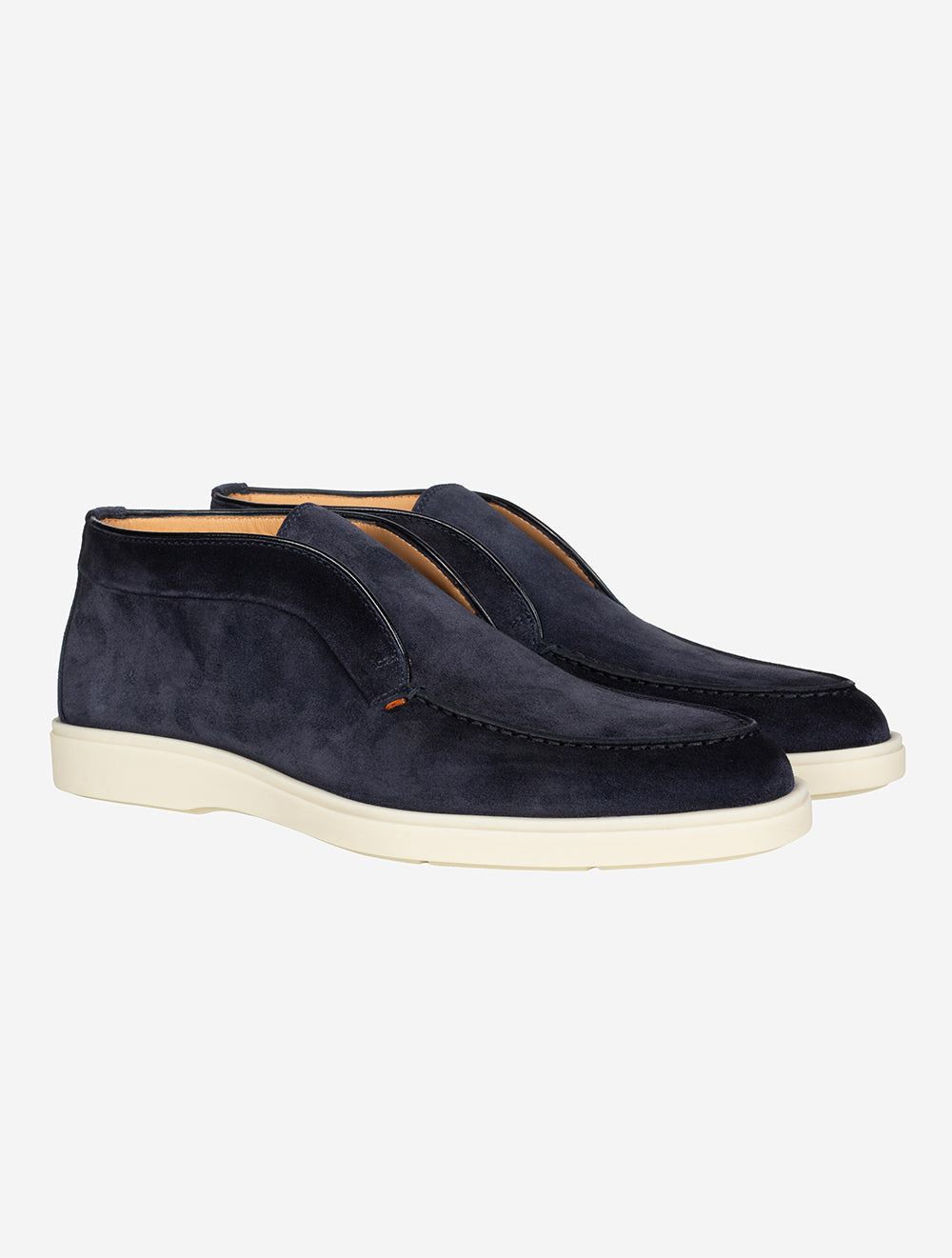 Santoni Suede Desert Boot Navy | High Quality Casual Men's Shoes at ...
