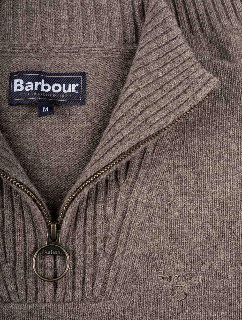 Barbour Essential Lambwool Half Zip Dark Stone | Comfortable Men's ...