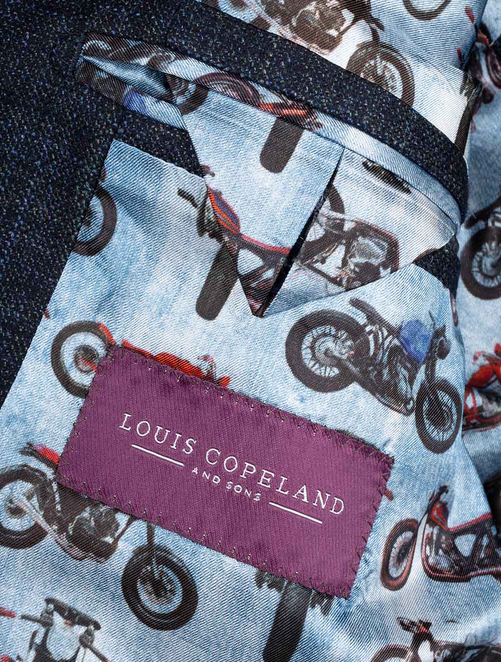 Louis Copeland Blue Subtle Check Sports Jacket Navy | Stylish & High ...