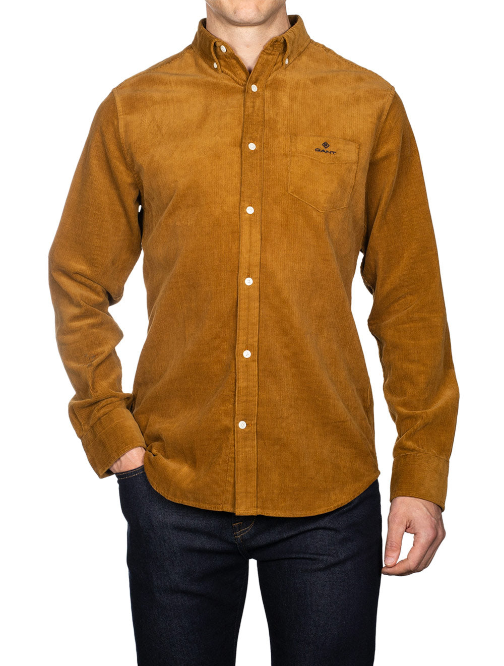 Gant Regular Fit Corduroy Shirt Suede Brown | Stylish Men's Casual Shirts Now at Louis Copeland ...