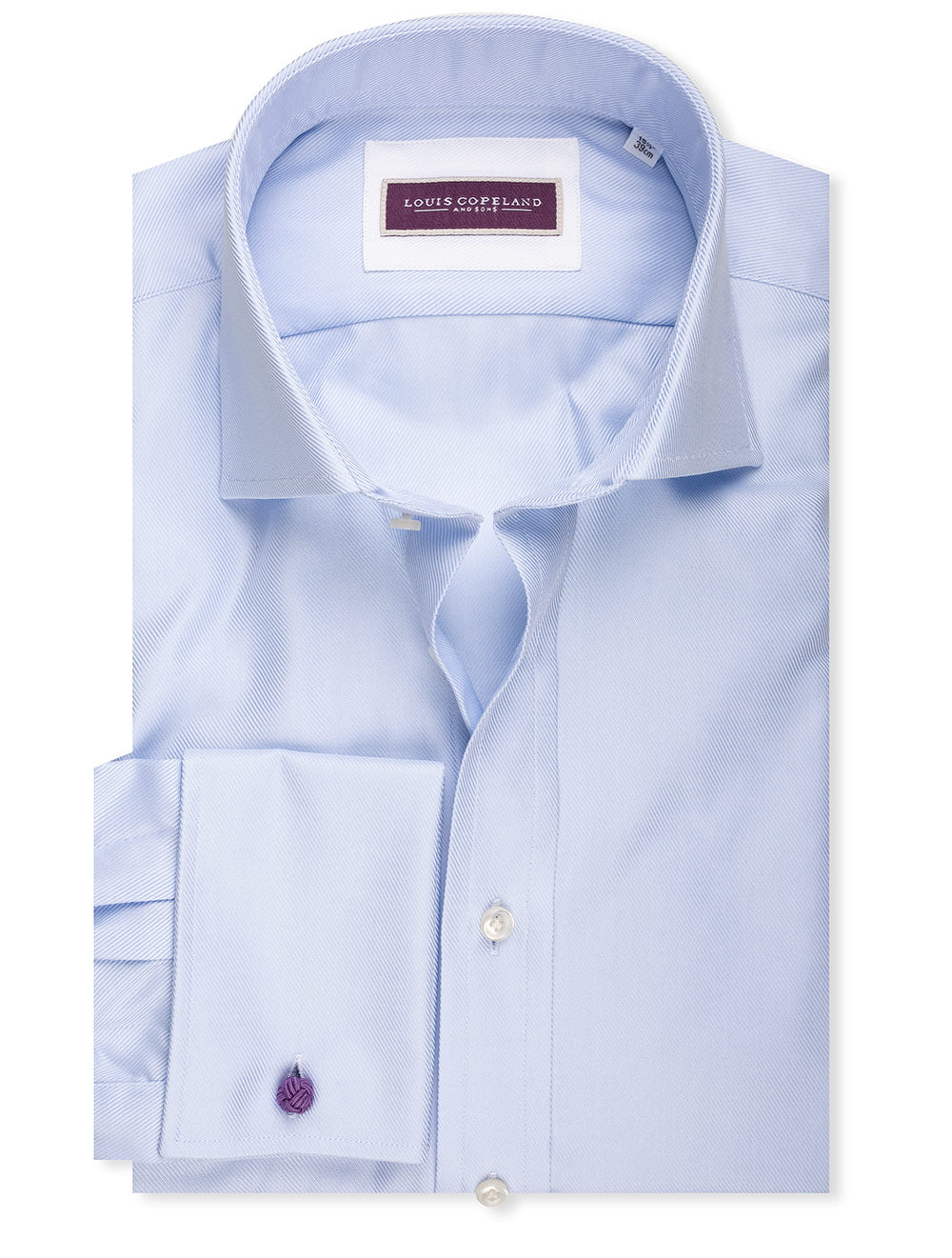 Louis Copeland Twill Super Slim Fit Double Cuff Shirt Blue | High ...