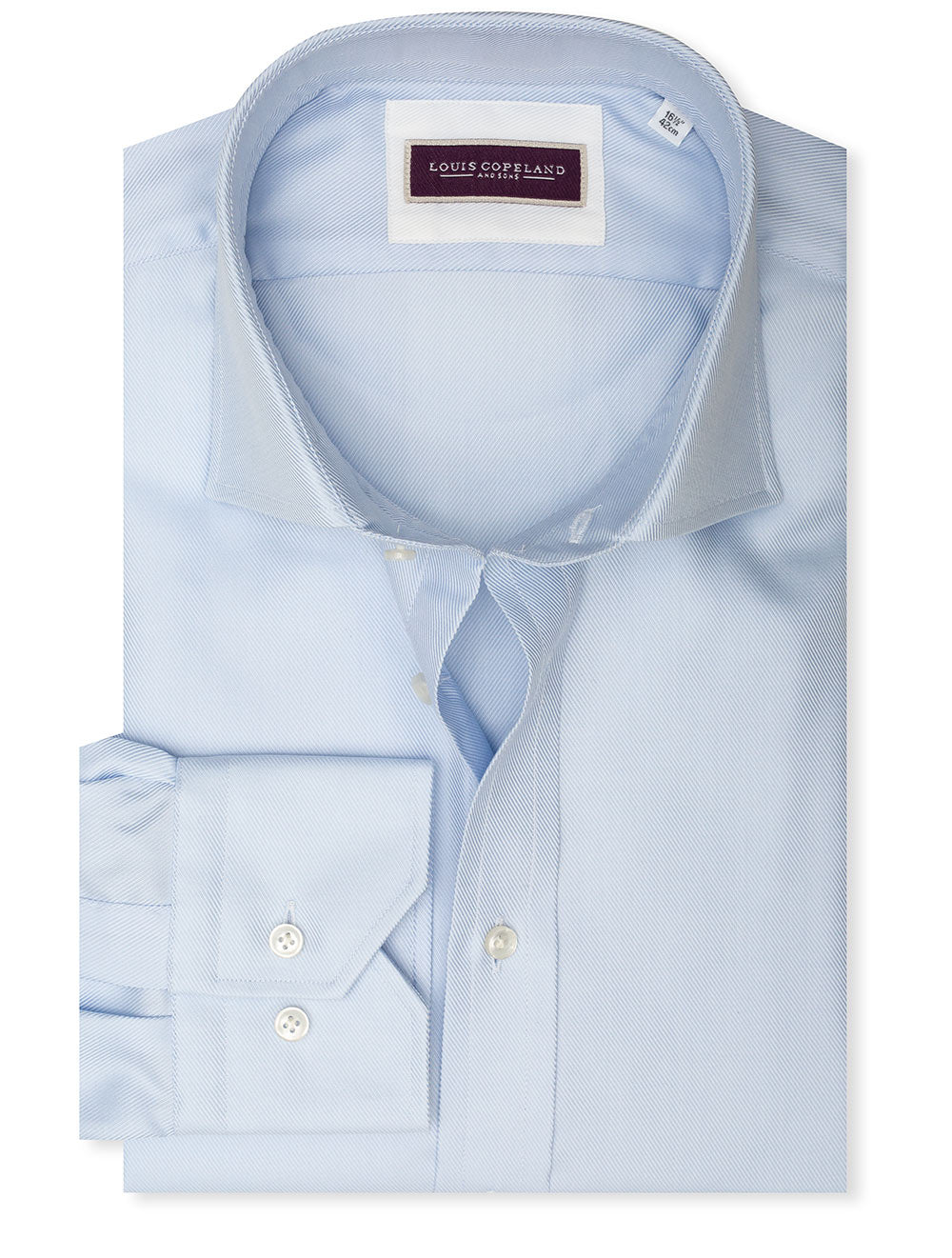 Louis Copeland Thomas Mason Twill Slim Single Cuff Shirt Blue | High ...